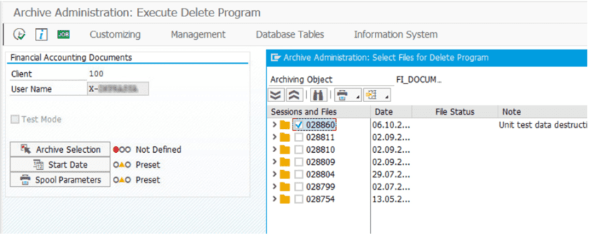 Destructing data with different retention periods in SAP ILM