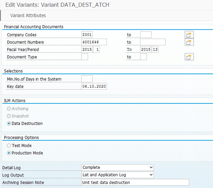 Destructing data with different retention periods in SAP ILM
